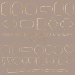 Gold Foil Frames Clip Art - Gold Foil Frames Labels Flags & Ribbons for ...