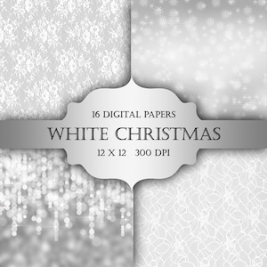 White Christmas Digital Paper Pack -bokeh Wood Burlap Lace String ...