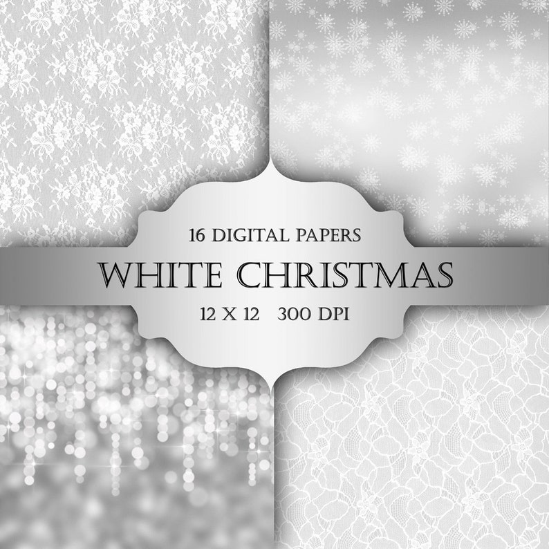 White Christmas Digital Paper Pack bokeh Wood Burlap Lace - Etsy