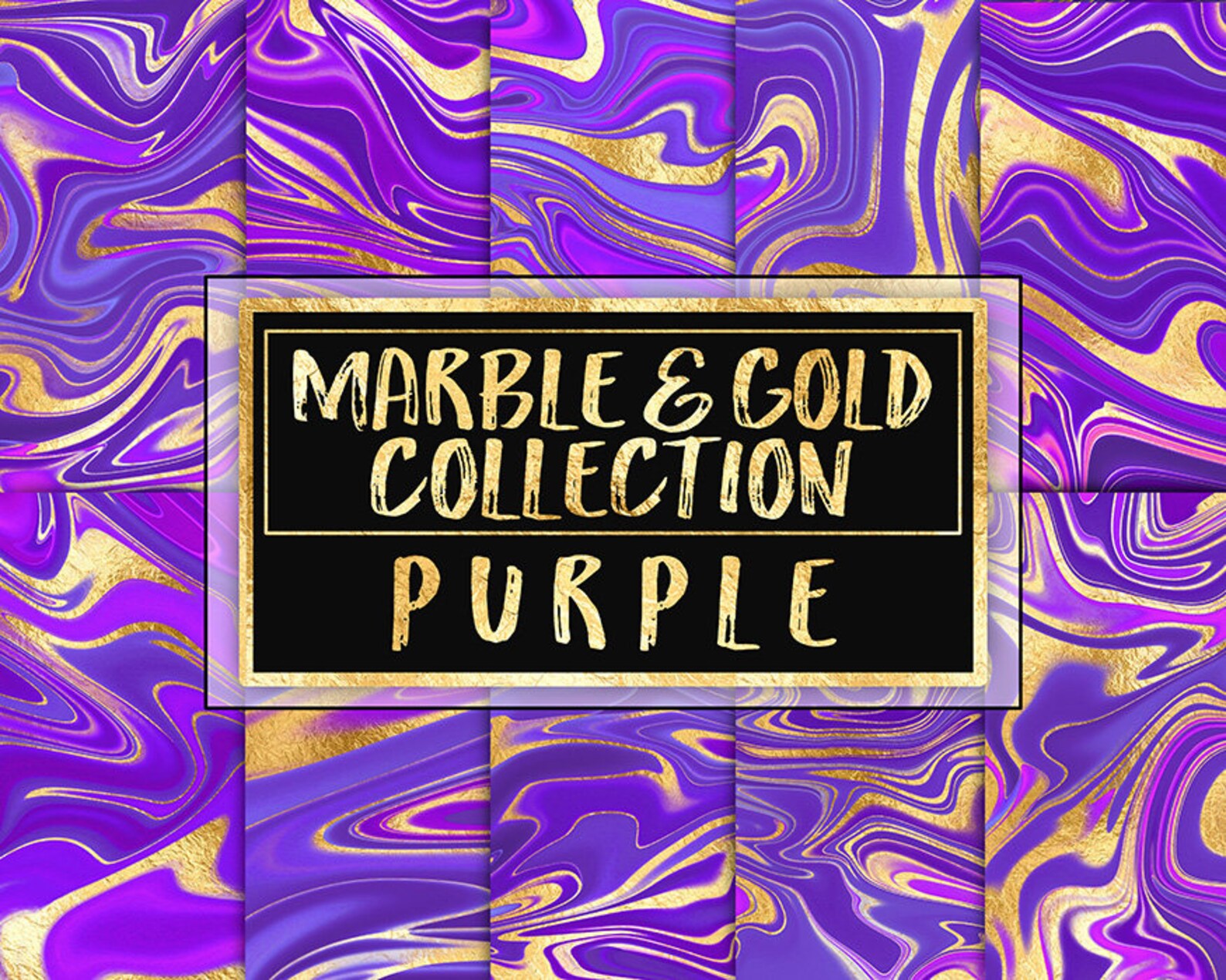 Purple Marble Digital Papers Gold Foil Marble Liquid Marble | Etsy