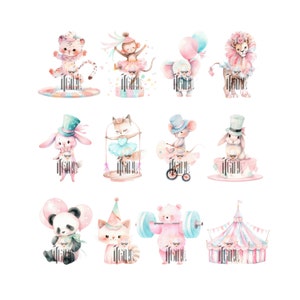 Pastel Watercolor Circus Clipart, Circus Animals Clipart, Watercolor ...