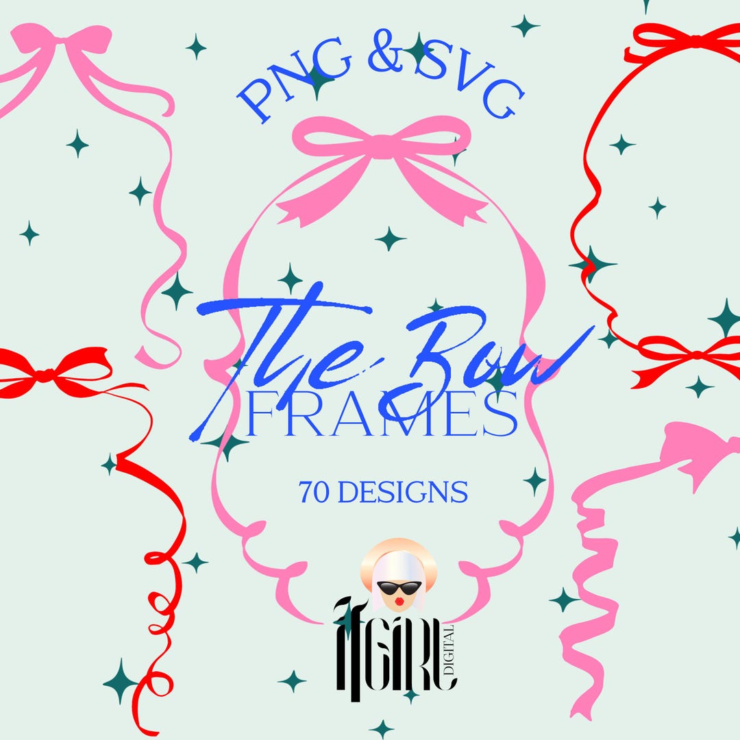 Coquette Ribbon Bow Frames Clipart - Vintage Bow Border, Decorative ...