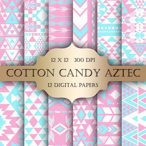 AZTEC Digital Paper Pack - Ethnic Tribal Pink Blue Pastel Triange ...