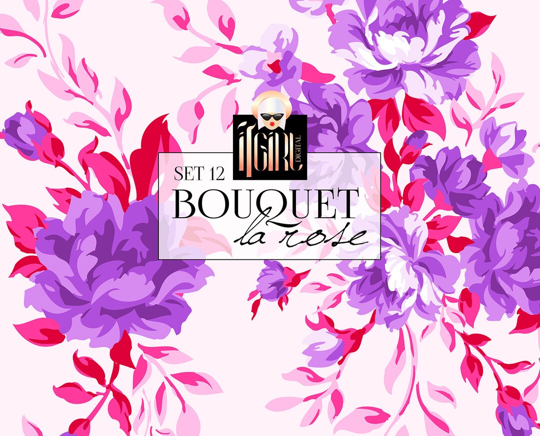 Flower Bouquet Clipart, Floral Clipart, Vintage Botanical, Shabby Chic ...