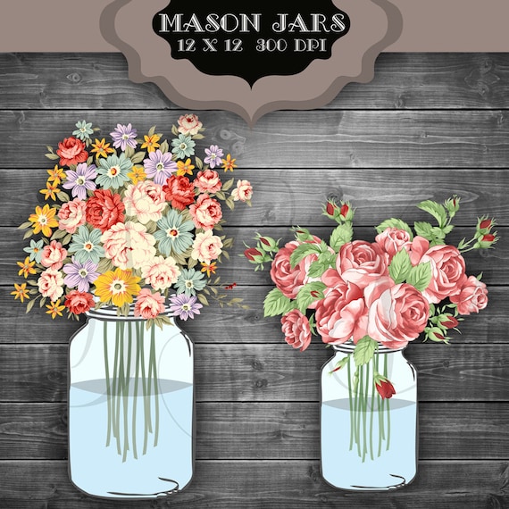 Wedding Mason Jar Clip Art
