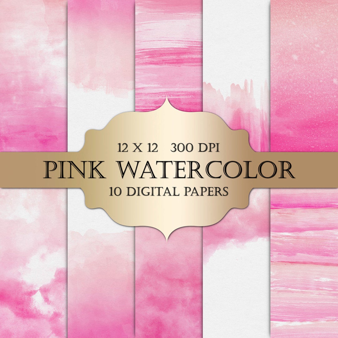 Watercolor Digital Paper - Pink Watercolor Textures Painted Digital ...
