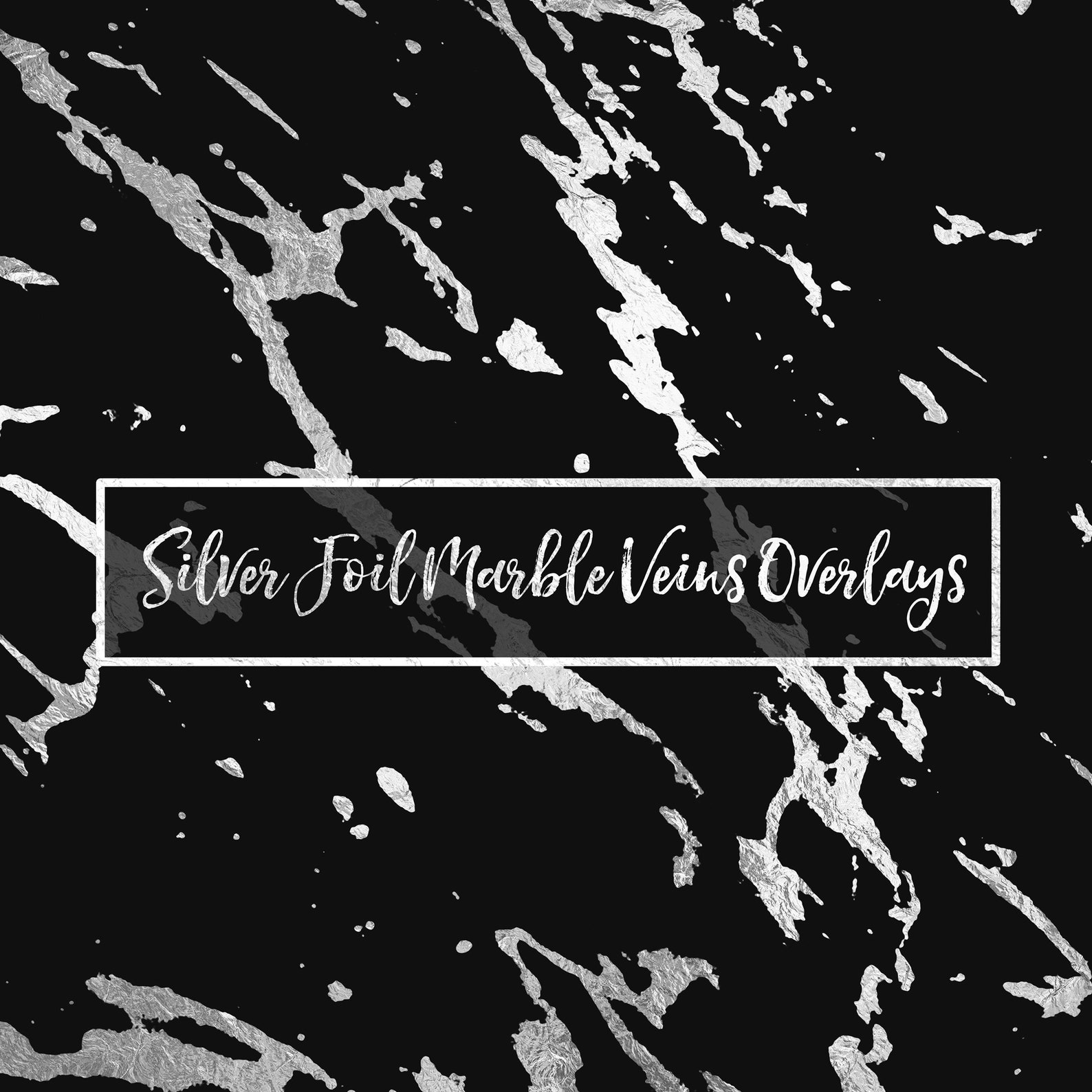 Silver Foil Marble Veins Overlay: Digital Clipart (PNG Files) - Etsy