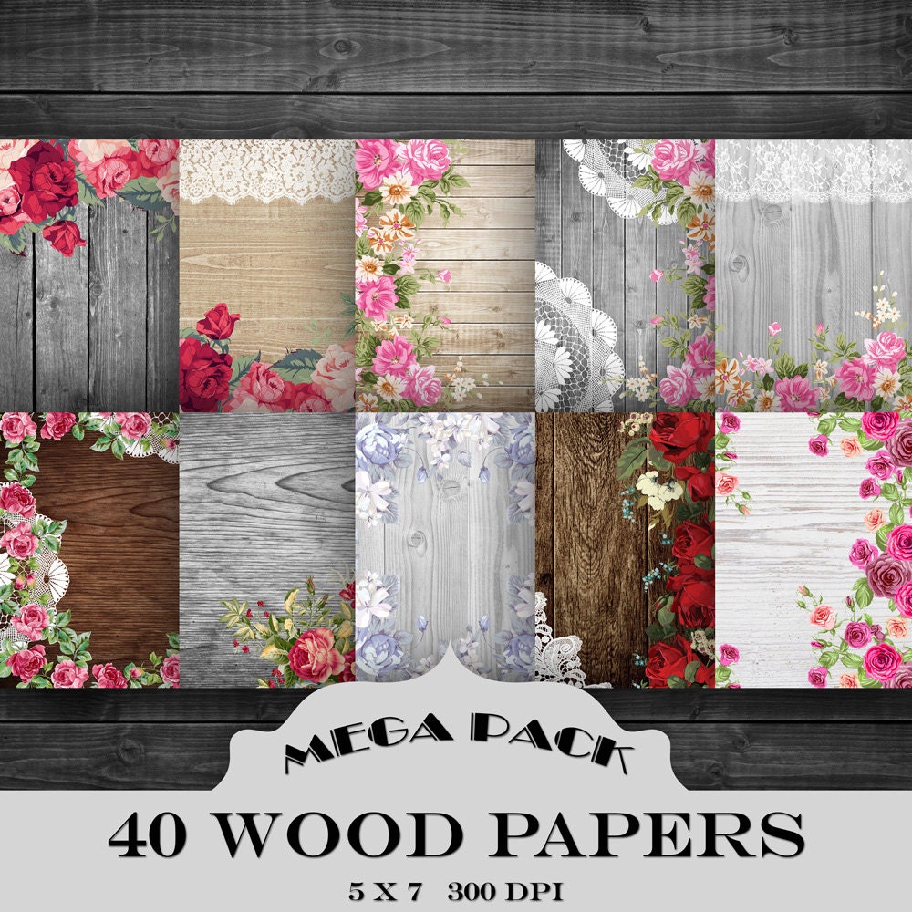 MEGA Pack Rustic Wood Digital Paper Pack Wood Vintage Lace | Etsy