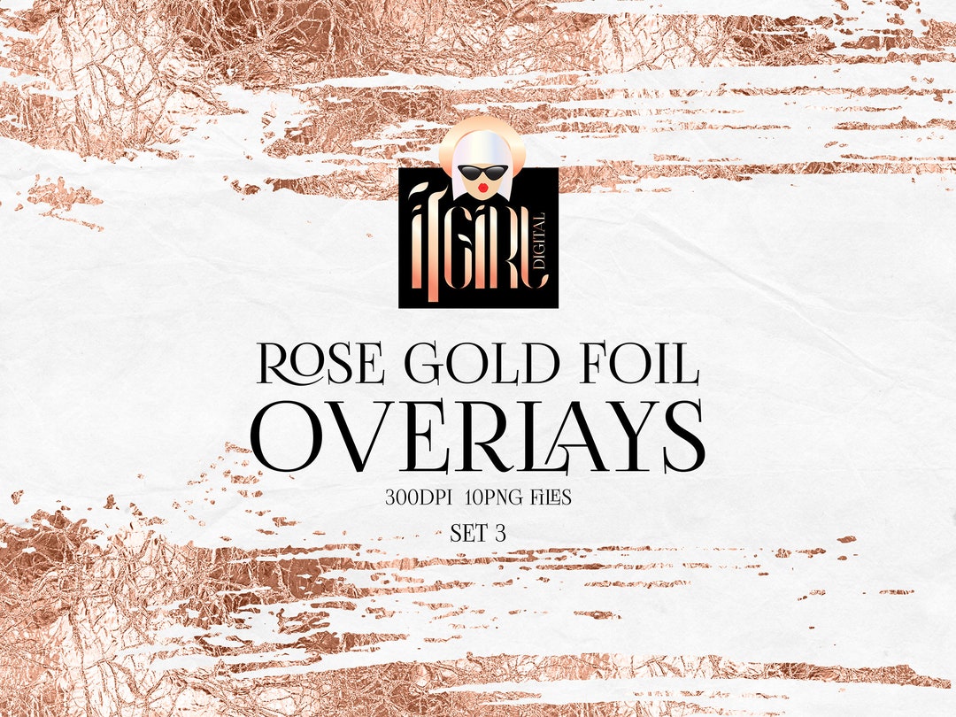 Rose Gold Frames Clipart, Rose Gold Foil Overlays, Brush Strokes, Rose ...