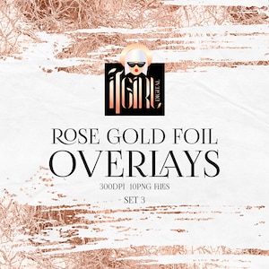 Rose Gold Frames Clipart, Rose Gold Foil Overlays, Brush Strokes, Rose ...