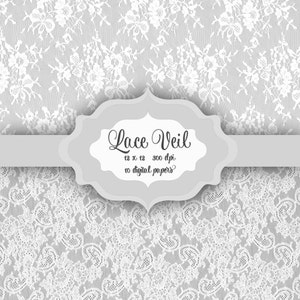 White Lace Digital Paper Pack: Vintage Wedding Scrapbook Patterns ...