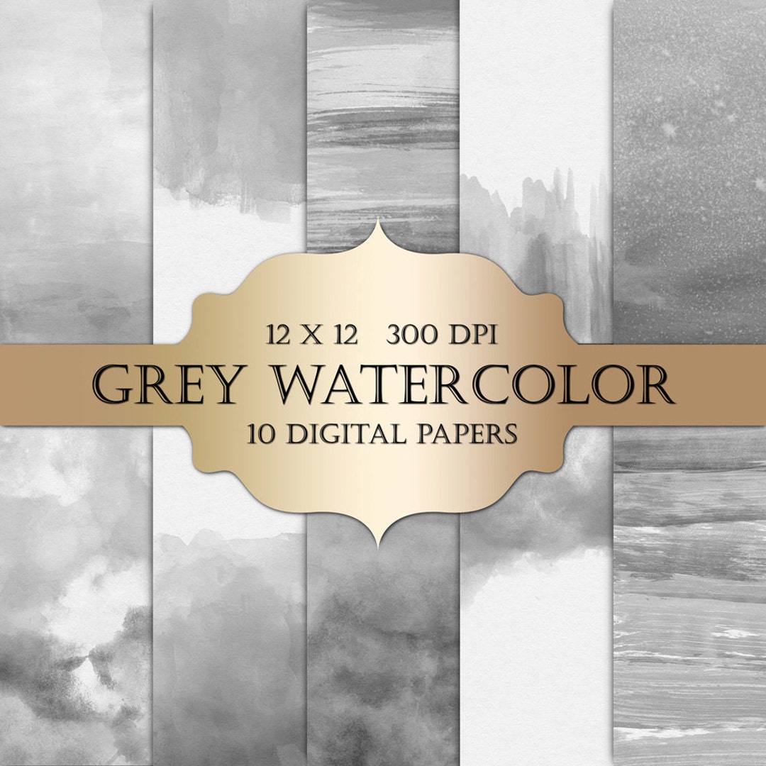 Watercolor Digital Paper - Grey Watercolor Painted Digital Paper Pastel ...