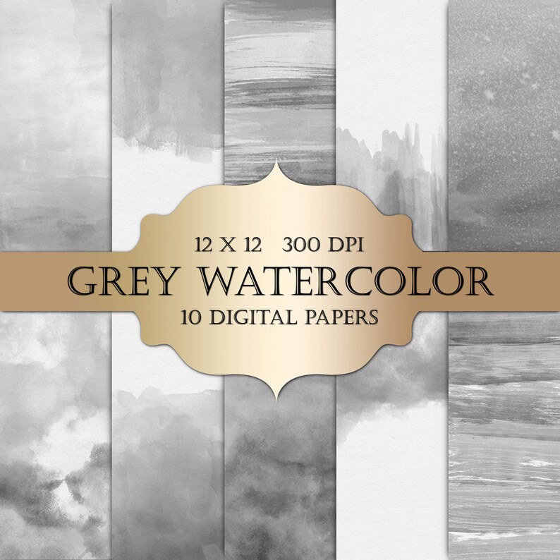 Watercolor Digital Paper Grey Watercolor Painted Digital - Etsy