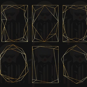 Gold Foil Geometric Frames Clipart - Polygonal Frames Modern Minimalist ...