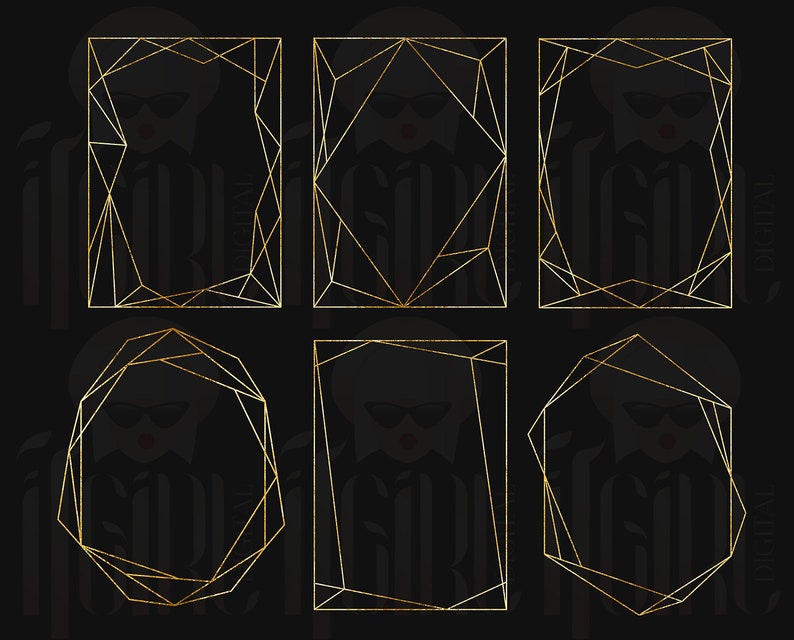 Gold Foil Geometric Frames Clipart Polygonal Frames Modern - Etsy