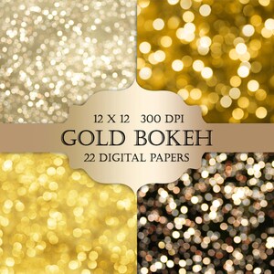 Bokeh Digital Paper - Gold Bokeh Gold Glitter Bokeh Backgrounds Shiny ...