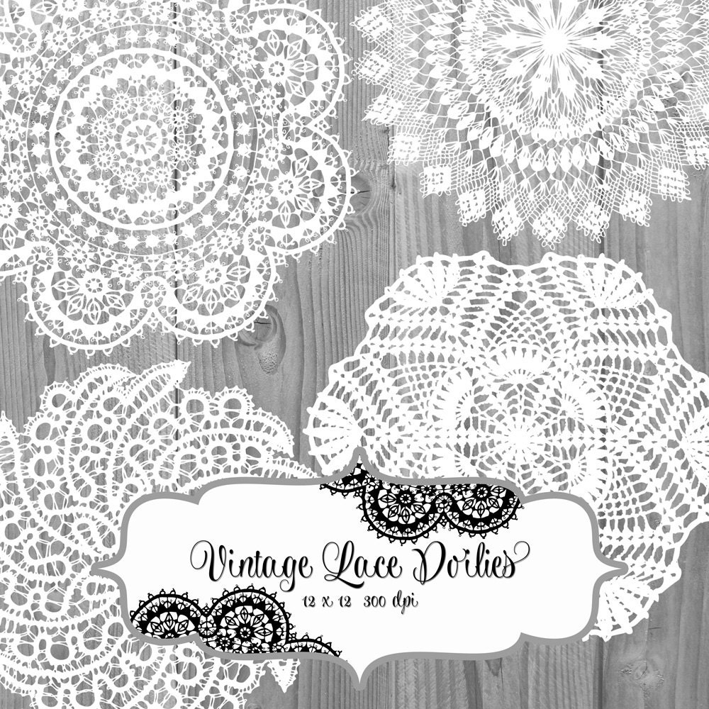 Vintage LACE Doily Digital Clipart authentic Lace Doily & - Etsy