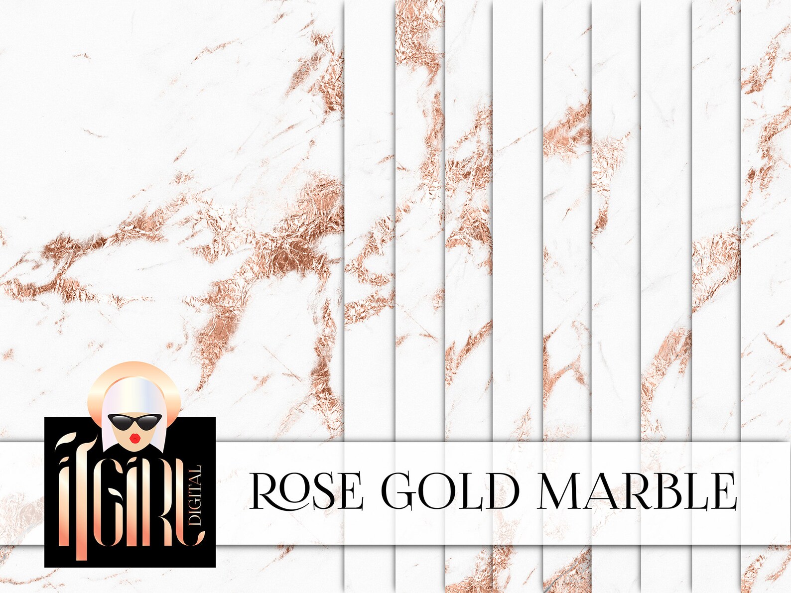 Rose Gold Marble Digital Paper rose gold foil marble white | Etsy