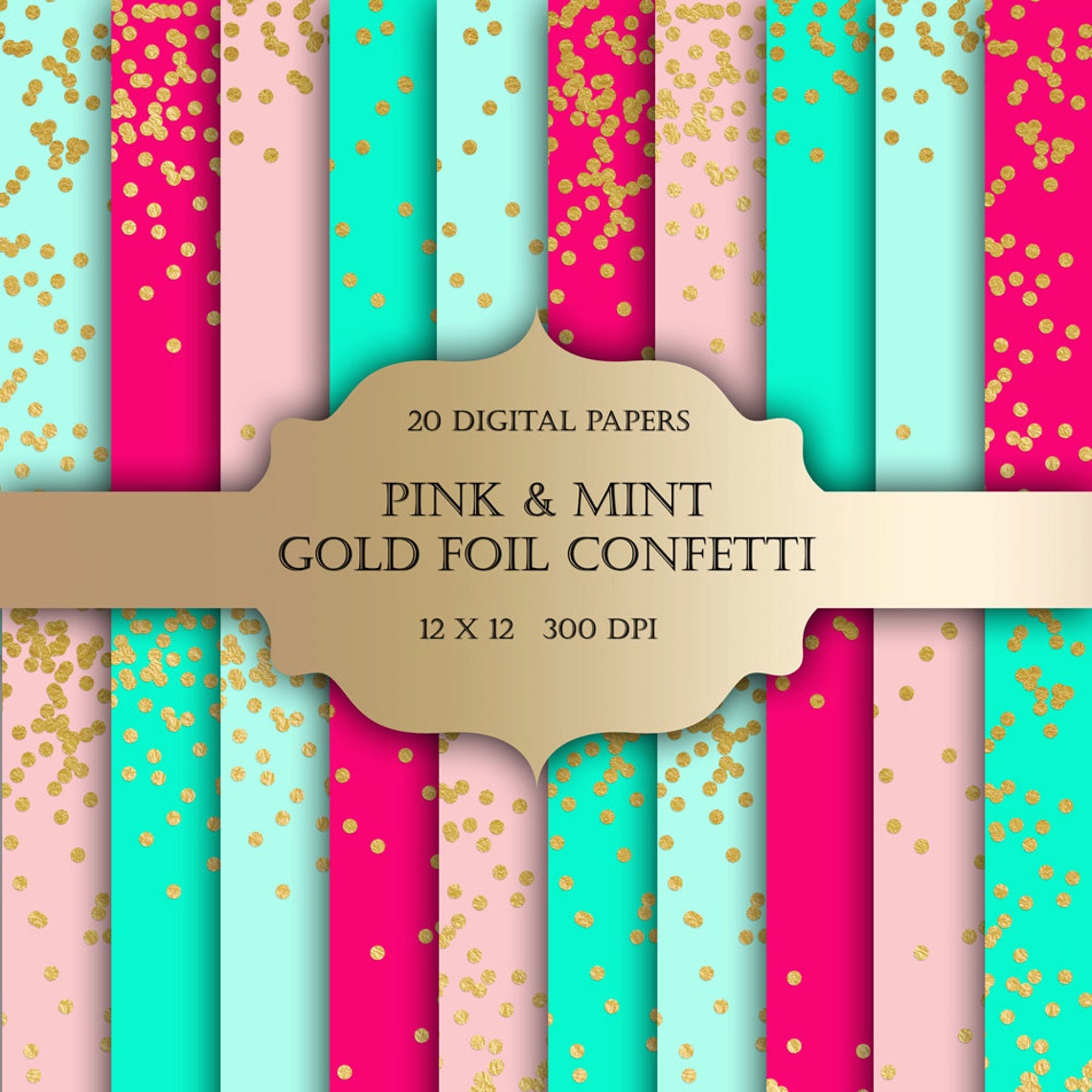 Gold Foil Dot Confetti Digital Paper Polka Dot Glitter - Etsy
