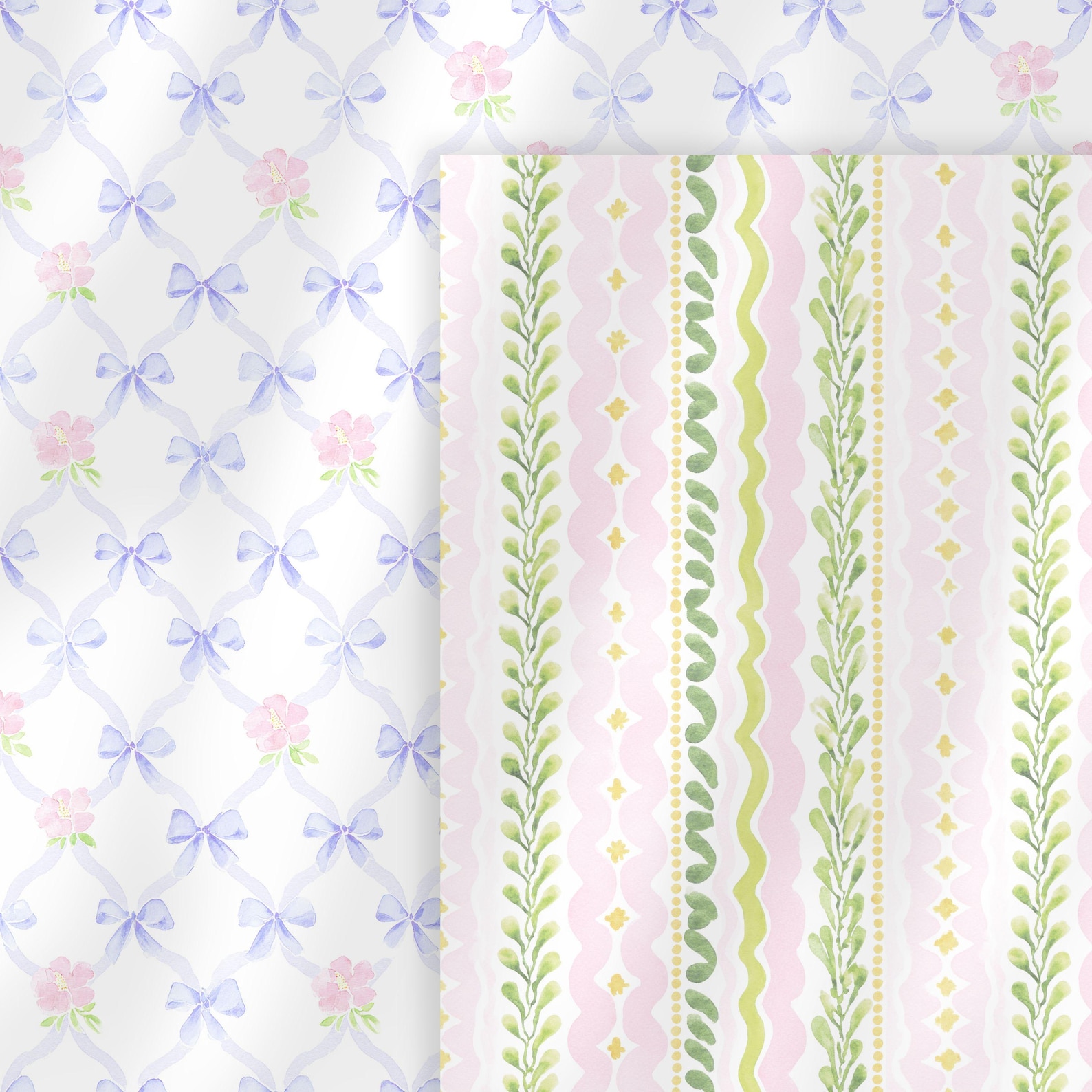 15 Grandmillennial Floral Frames PNG Clipart: Preppy Blue and Pink ...