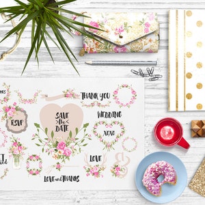 Wedding Clipart Shabby Chic Clipart Rustic Flower Wreath - Etsy