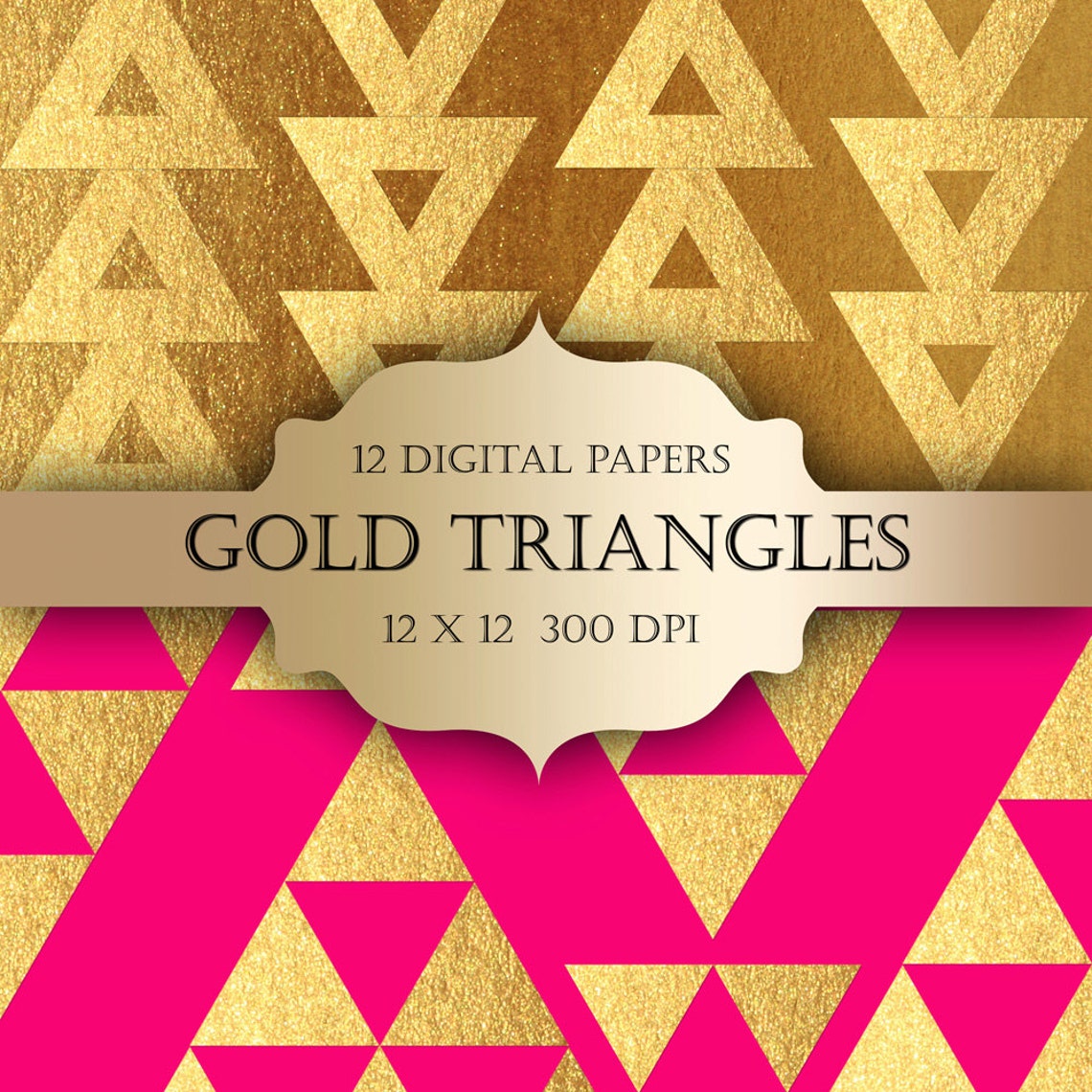 Gold Glitter Triangles Digital Paper geometric sparkle | Etsy