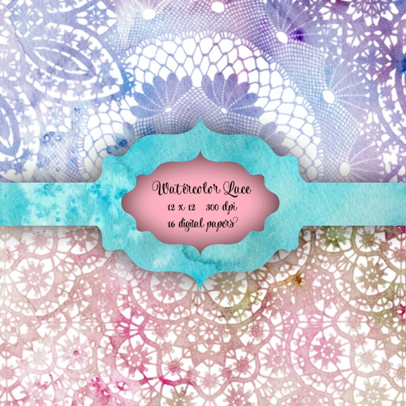 WATERCOLOR Lace Digital Paper Pack Watercolor Lace Doily | Etsy
