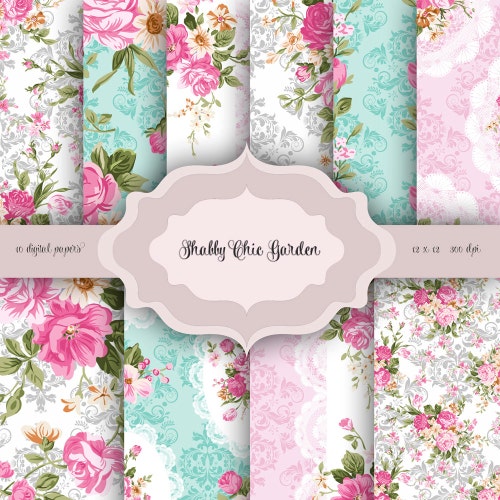 Shabby Chic Wedding Digital Paper Vintage Beige Floral Lace | Etsy