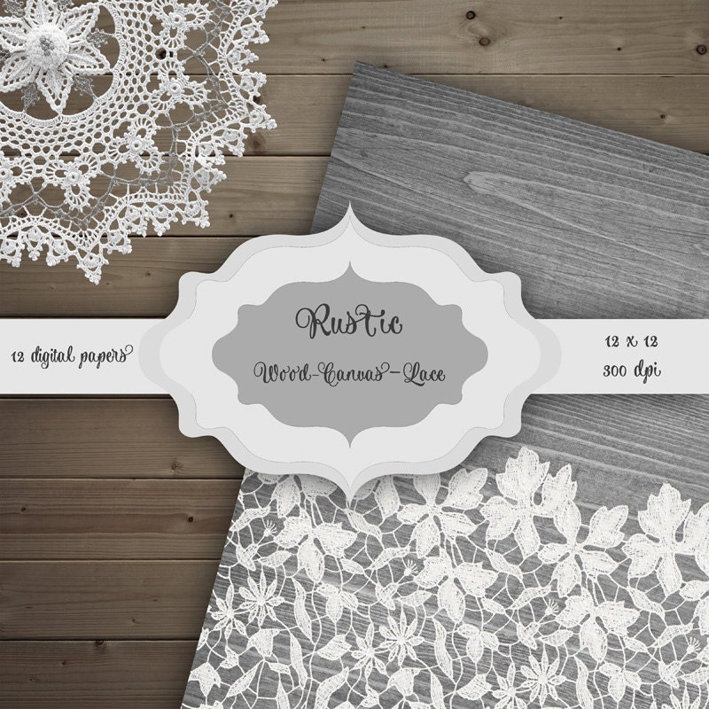 Rustic Wood Canvas & LACE Digital Paper Pack Wood Canvas - Etsy