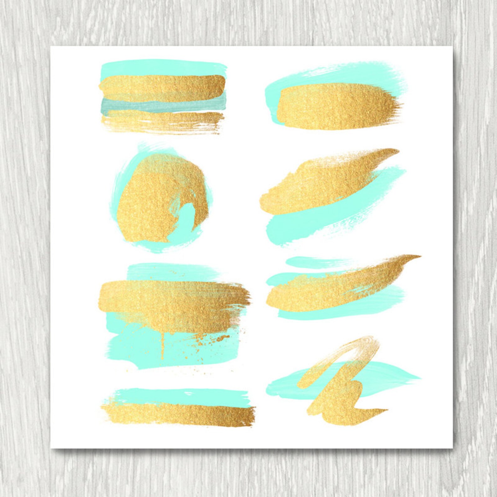 Gold Brush Strokes Clip Art Mint Gold Metallic Glitter Paint - Etsy