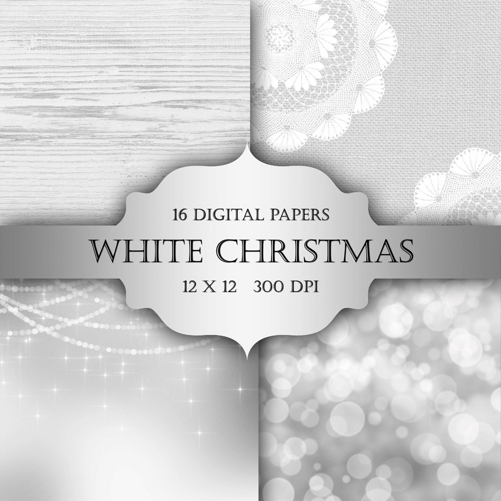 White Christmas Digital Paper Pack bokeh Wood Burlap Lace | Etsy
