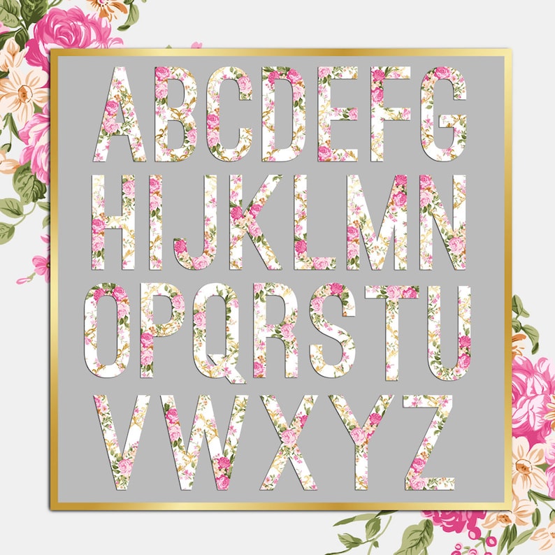 Alphabet Clipart shabby chic alfabeto letras florales - Etsy España