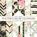 Watercolor Floral Digital Paper: Gold Foil Roses (digital Download) - Etsy