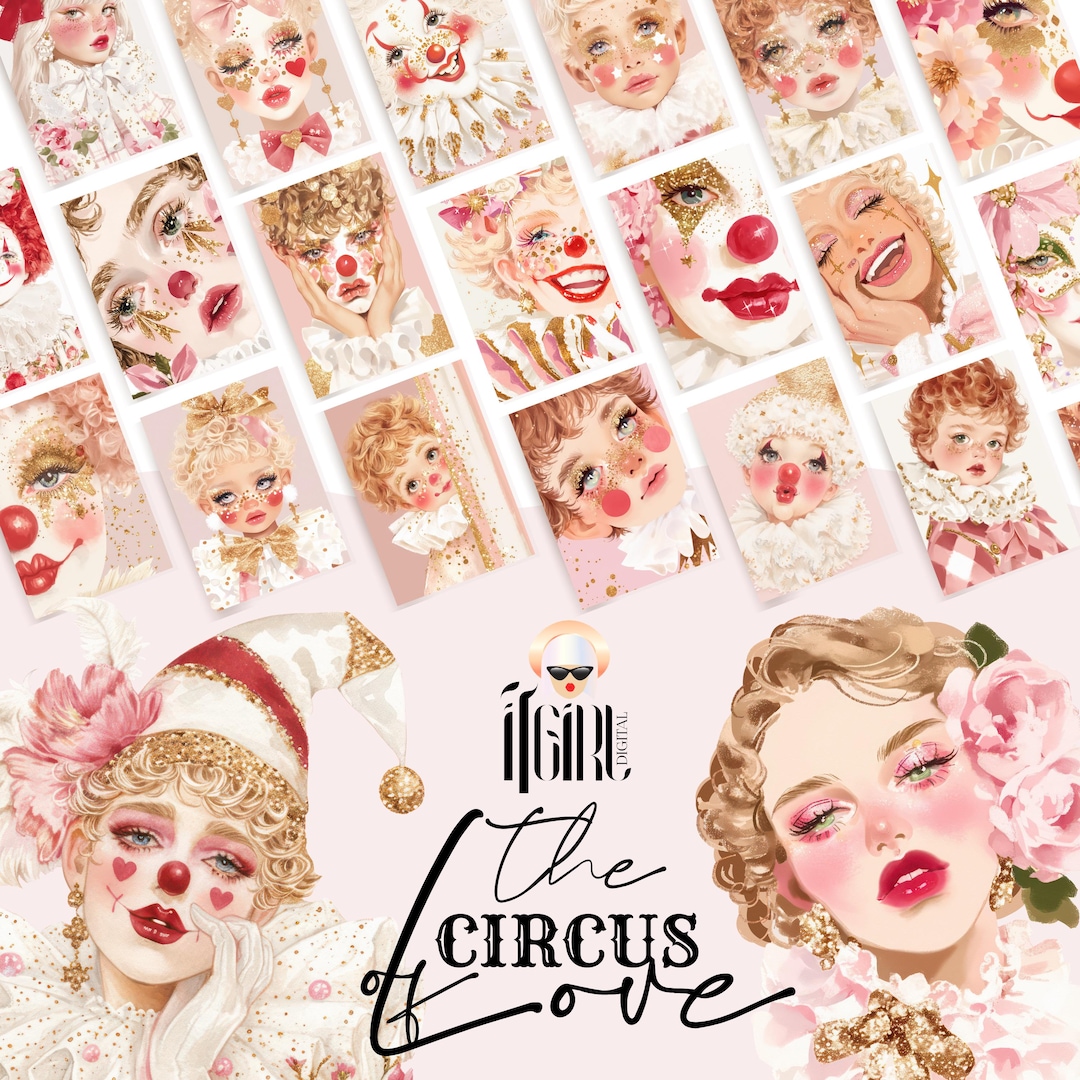 Watercolor Circus of Love Clipart & Cards: Valentine's PNG (digital ...