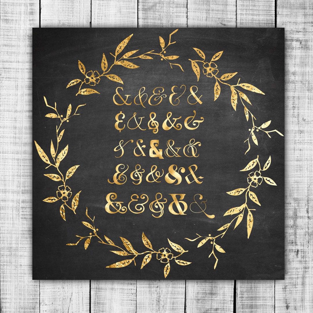 Gold Foil Ampersands Digital Clipart - Transparent Background Metallic ...