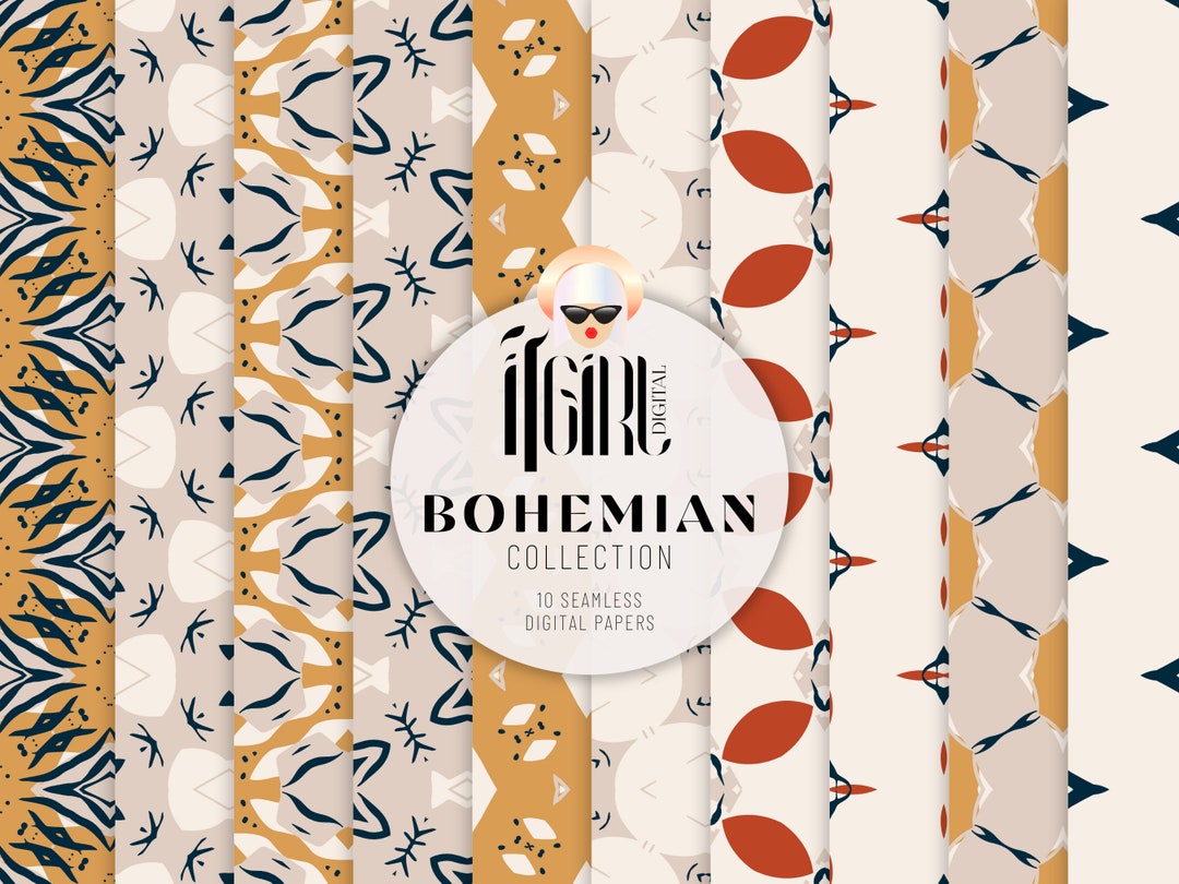 Bohemian Digital Paper - Seamless Patterns, Boho, Geometric, Tribal ...