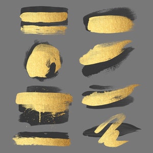 Gold Brush Strokes Clipart: Black & Gold Paint (digital Download) - Etsy