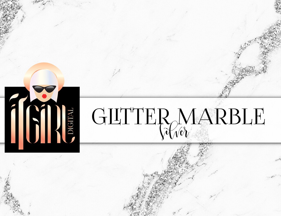 Silver Glitter Marble Digital Paper Silver Marble Glitter | Etsy