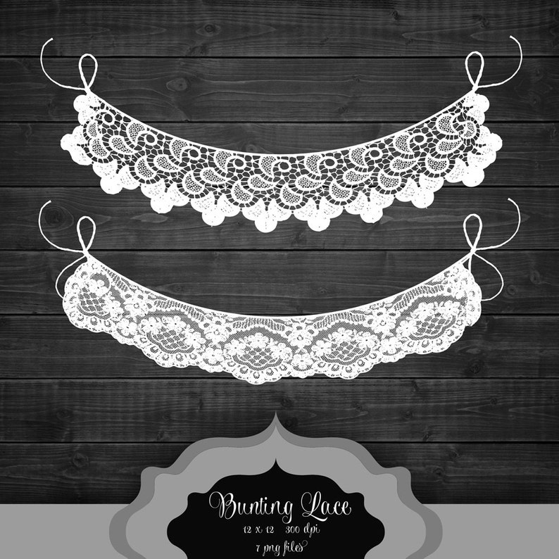 Lace Banner Digital Clipart Authentic Lace Doily Bunting Etsy