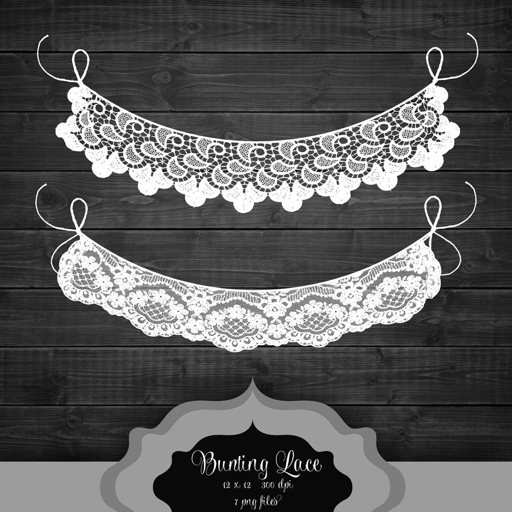 LACE Banner Digital Clipart authentic Lace Doily Bunting - Etsy