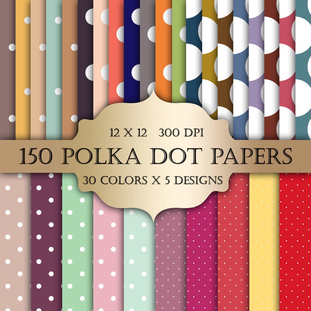 MEGA Pack Polka Dot Digital Paper Pack - Shabby Chic Polka Dot Retro ...