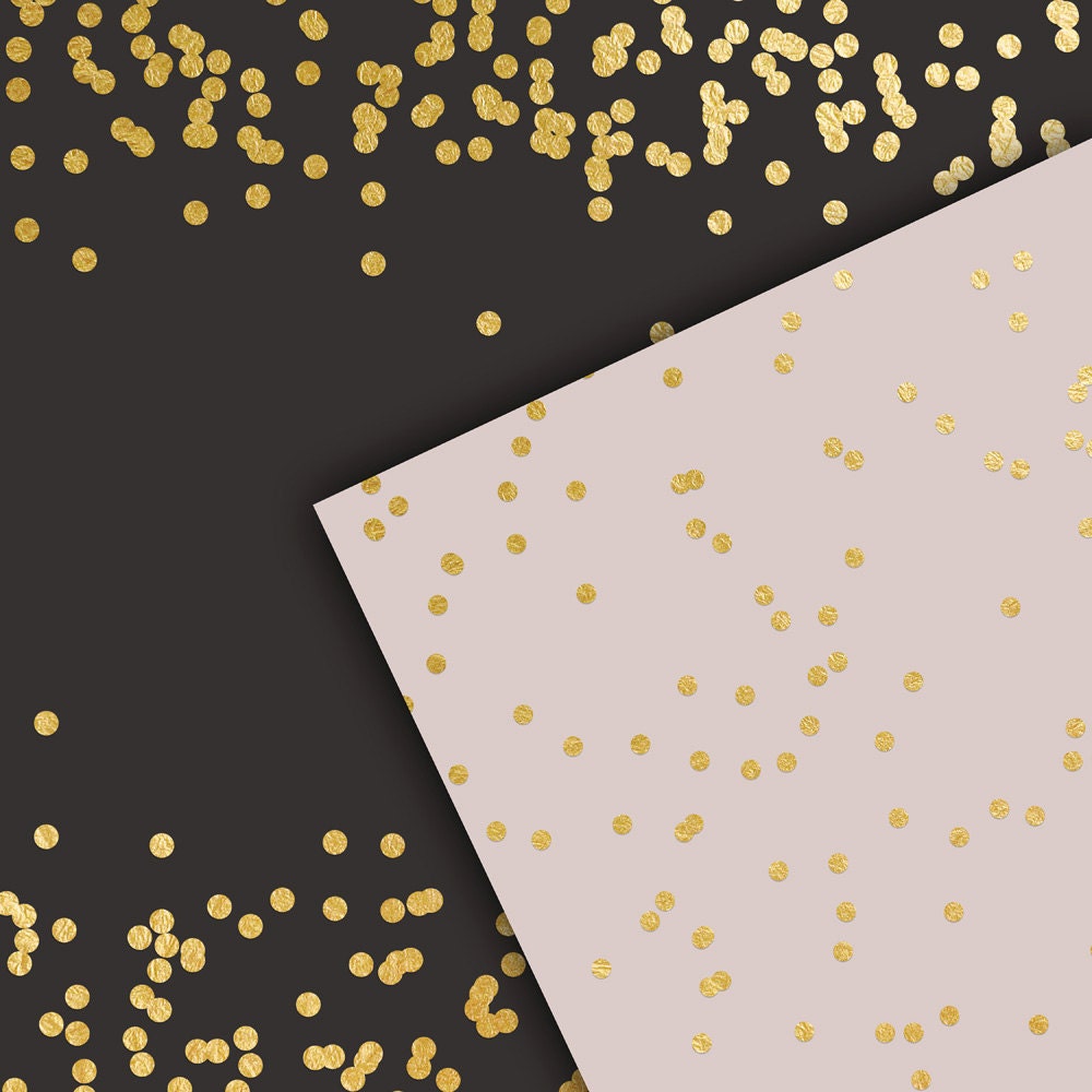 Gold Foil Confetti Digital Paper: Sparkle Polka Dot Backgrounds ...