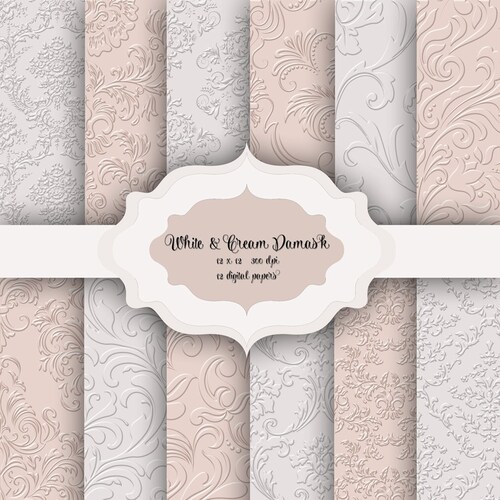 Embossed Damask Digital Papers Embossed Paper Floral Damask | Etsy