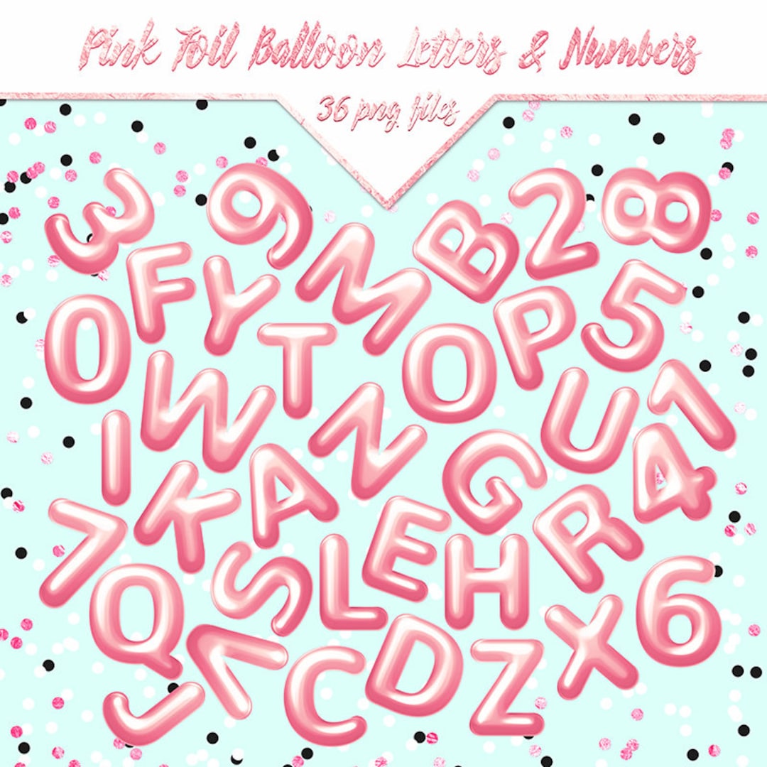 Pink Foil Balloon Letters & Numbers Clipart (digital Download) - Etsy