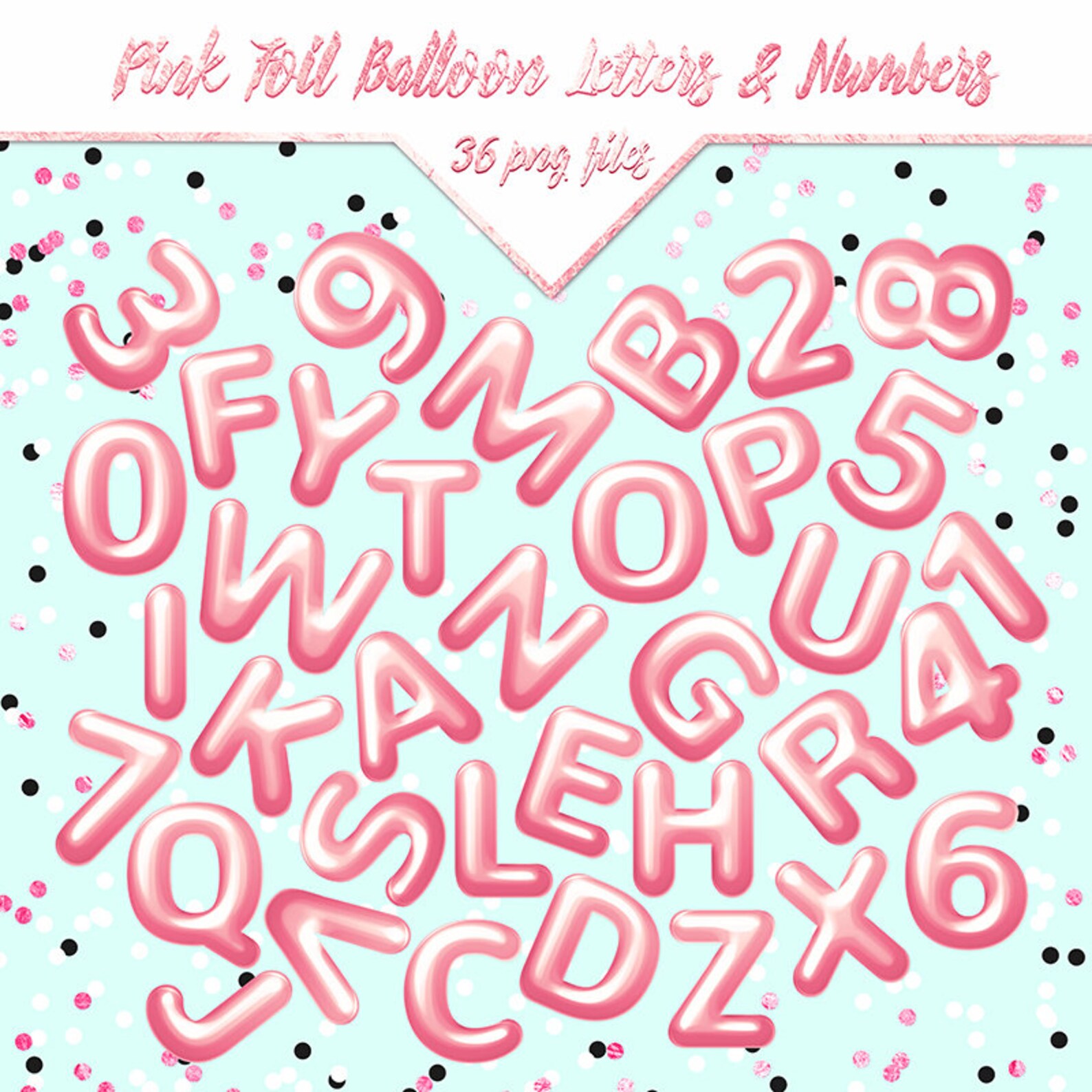 Pink Foil Balloon Letters & Numbers Alphabet Clipart Foil - Etsy
