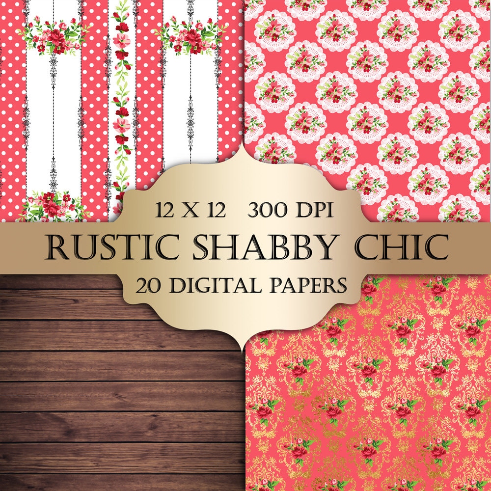 Valentine Rustic Shabby Chic Digital Paper Vintage Rustic | Etsy