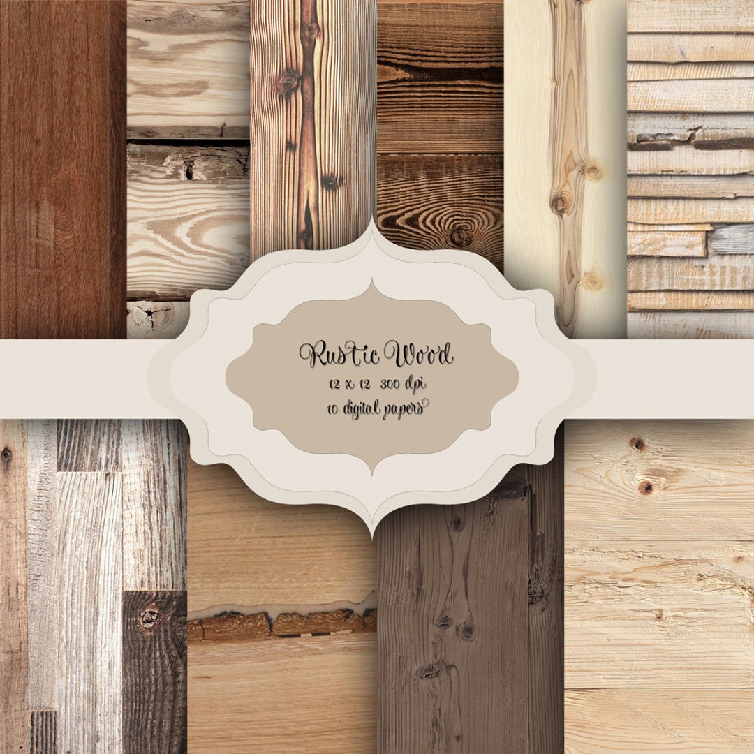 Rustic Wood Digital Paper Pack - Natural Wood Pattern Backgrounds for ...