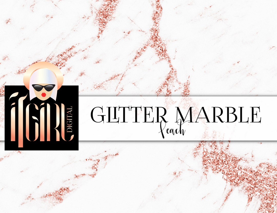 Peach Glitter Marble Digital Paper - Glitter Digital Paper White Marble ...