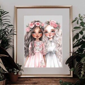 Best Friends Clipart, Cute BFF Girls Clipart, Besties Fashion Clipart ...