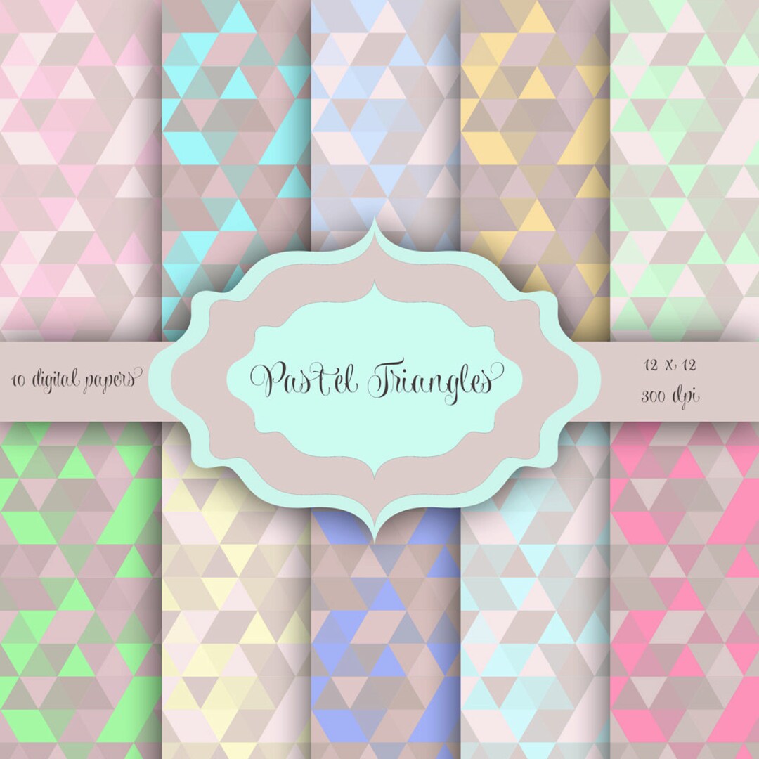 Pastel Triangles Geometric Digital Paper Pack - Pastel Triangle Pattern ...